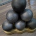 Cannonball Pyramid faux Stack of 10 Wood Balls 3.5 Diam. on Fitted Base ...