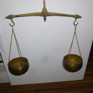 Antique Hanging Brass Equal Arm Balance Scale With Hanging Copper ...