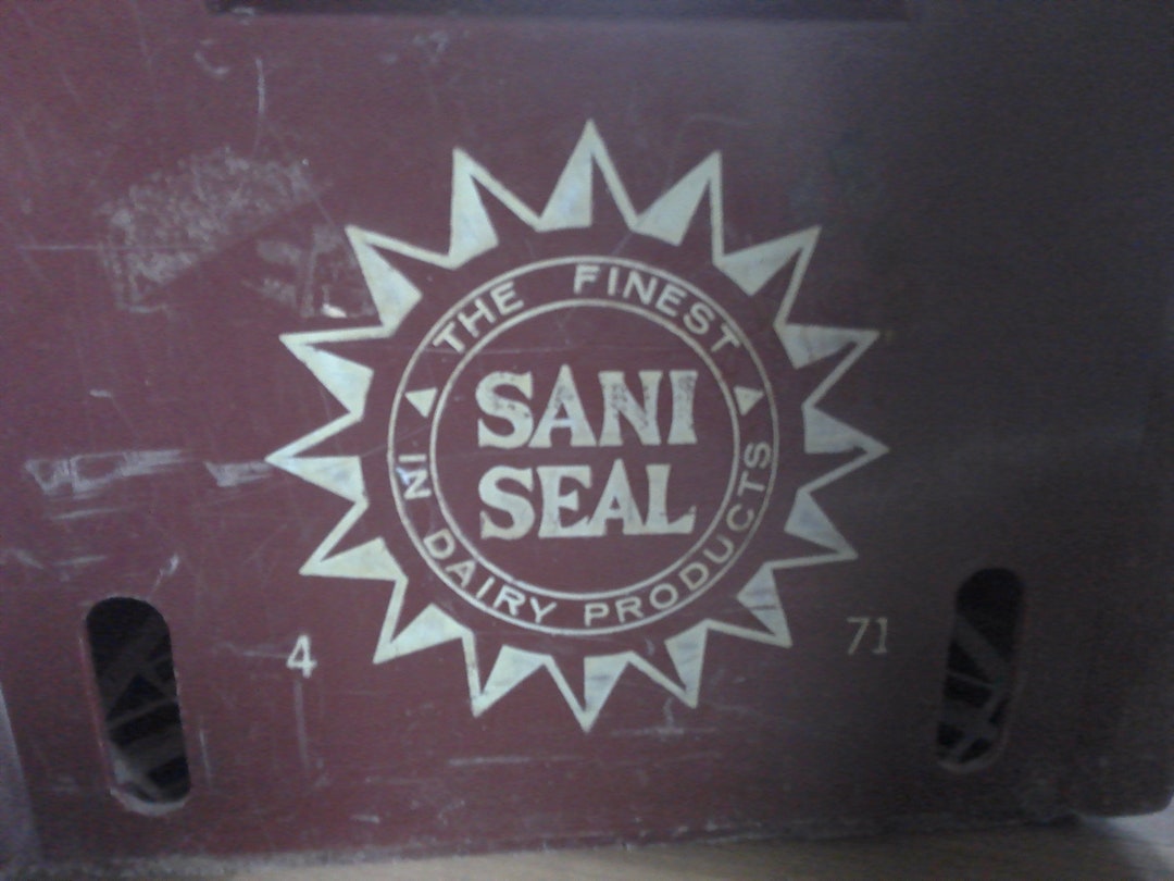 Sani Seal Milk Crate - Hard Side Form 1971 - Burgundy Color W White ...