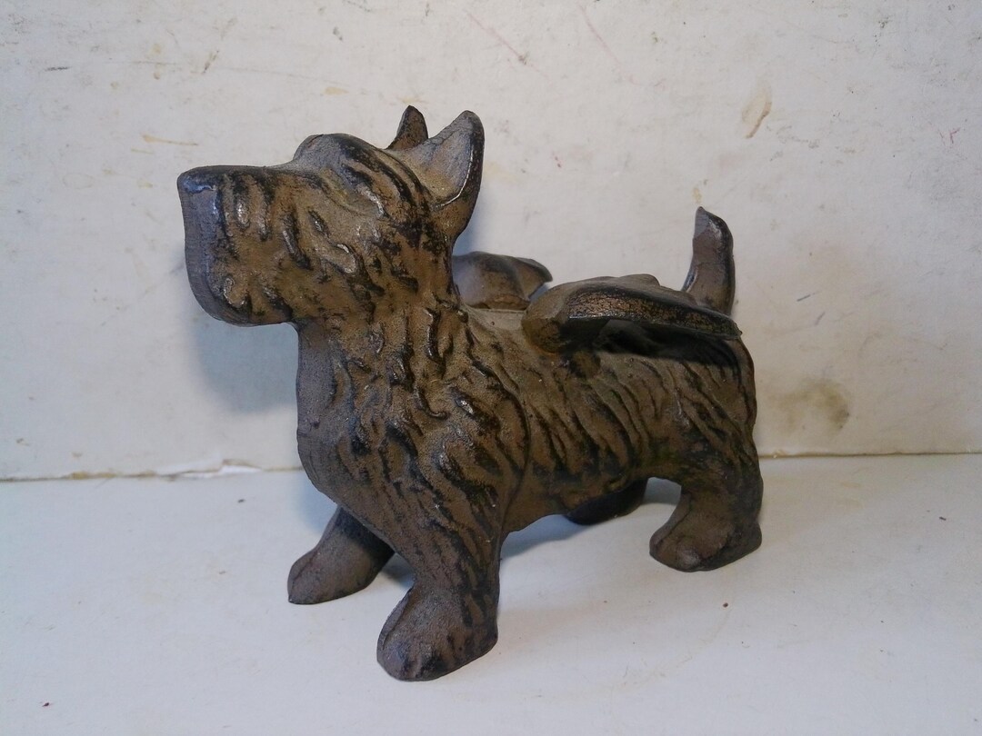 Cast Iron Flying Scottie Dog (scotch Terrier) Statue - Whimsical Winged ...