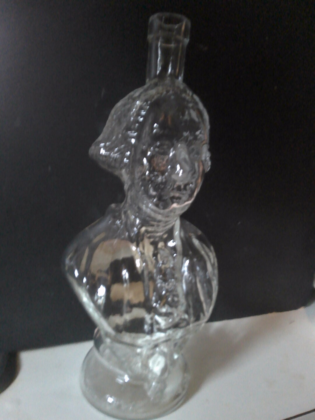 George Washington Shaped Bottle- 11.5" High Cast Clear Glass Chianti ...