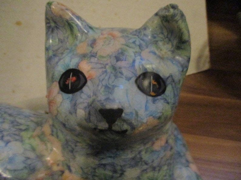 Charming Chintz Cozy Cat Covered in Flowers - Fun Plaster Figure of Cat ...