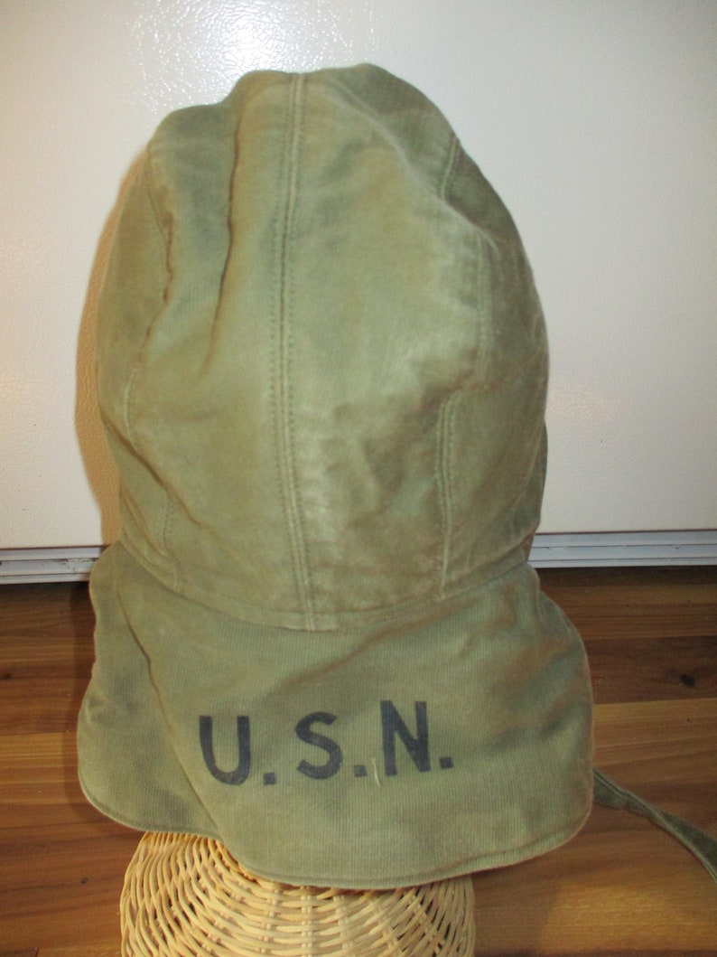 US Navy Cold Weather Gear Ear Flap Hat w Chin Strap WW2 era | Etsy