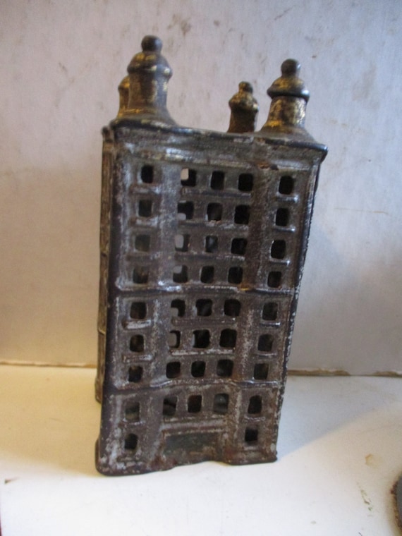 Cast Iron Still Bank Building Shaped Form Fun Functional | Etsy
