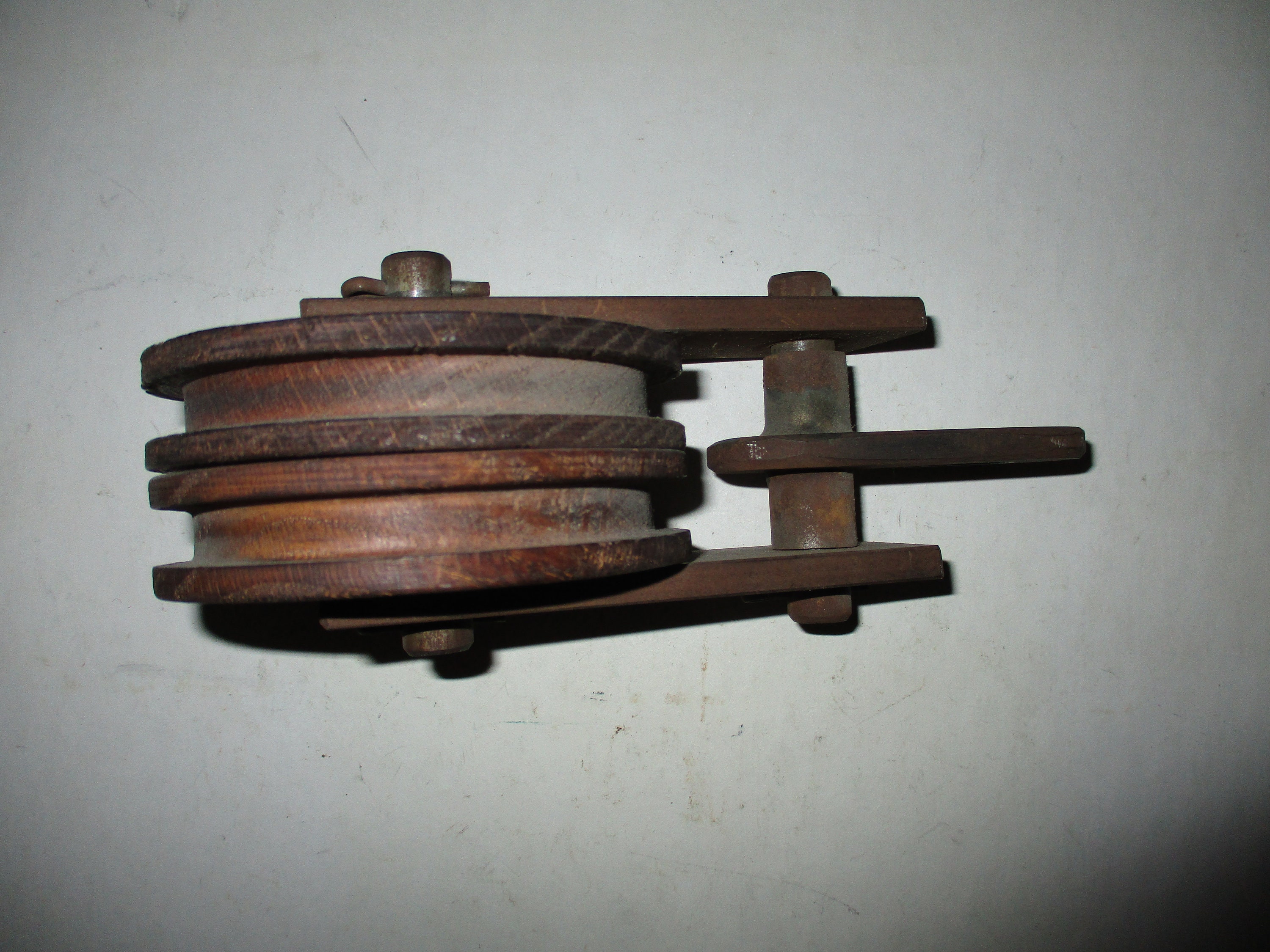 Antique 2 wheel wood and Iron Pulley Rare Industrial Form | Etsy