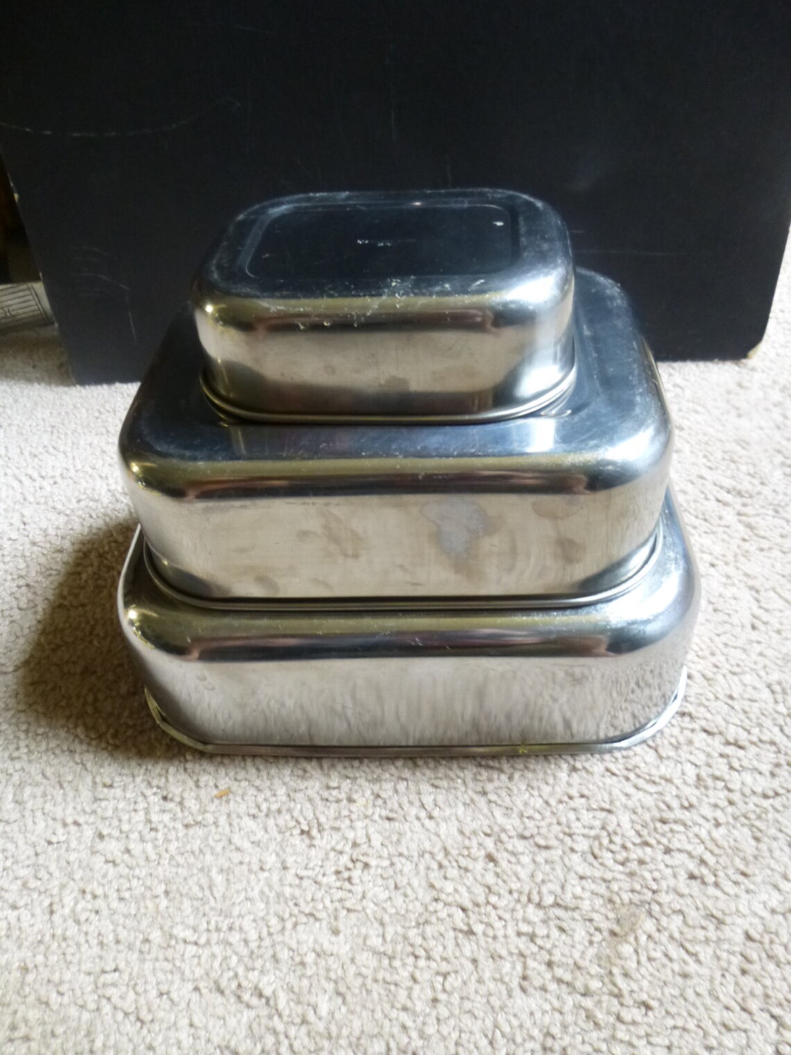 Stackable Set of 3 Square Stainless Steel Stackable Trays - Etsy