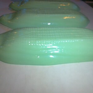 Jadeite Glass Corn on the Cob Dishes - Very Rare Set of 4 Cast Green ...