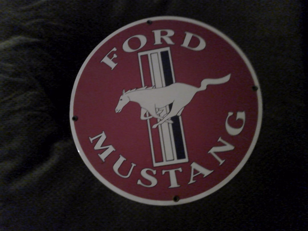 Ford Mustang Round Wall Sign- Licensed 11.25" Diam. Enamel Sign by Ande ...