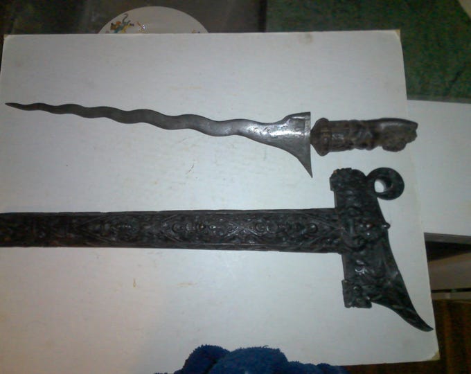 Antique Balinese Ceremonial Kris Dagger - 22" Long in Demon Carved ...