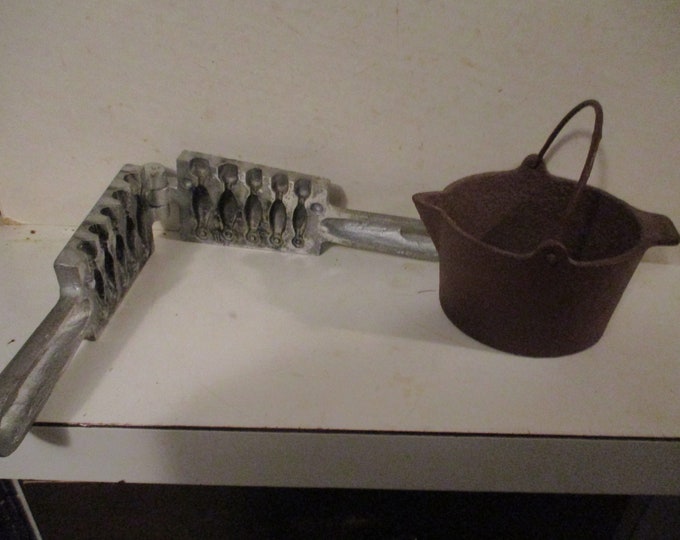 Bank Type Lead Sinker Weight Mold and Cast Iron Melting Pot - Aluminum ...