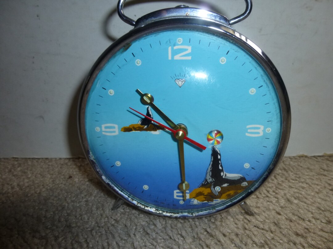 1960s Diamond Brand Wind up Alarm Clock With Circus Seals Spinning ...