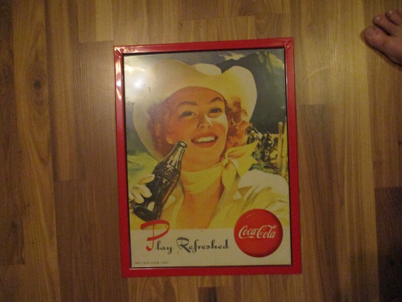Cowgirl Coca-cola Play Refreshed Wall Sign 1985 Cola Clan - Etsy