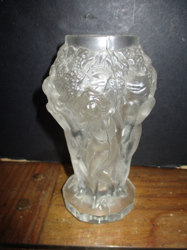 Desna Art Glass Vase - 5" Frosted Cast Form in STYLE of Lalique ...