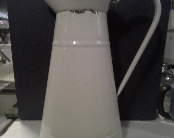 Wash Basin Pitcher - Enamel on Tin Antique 1.5 Gallon Washstand Pitcher ...
