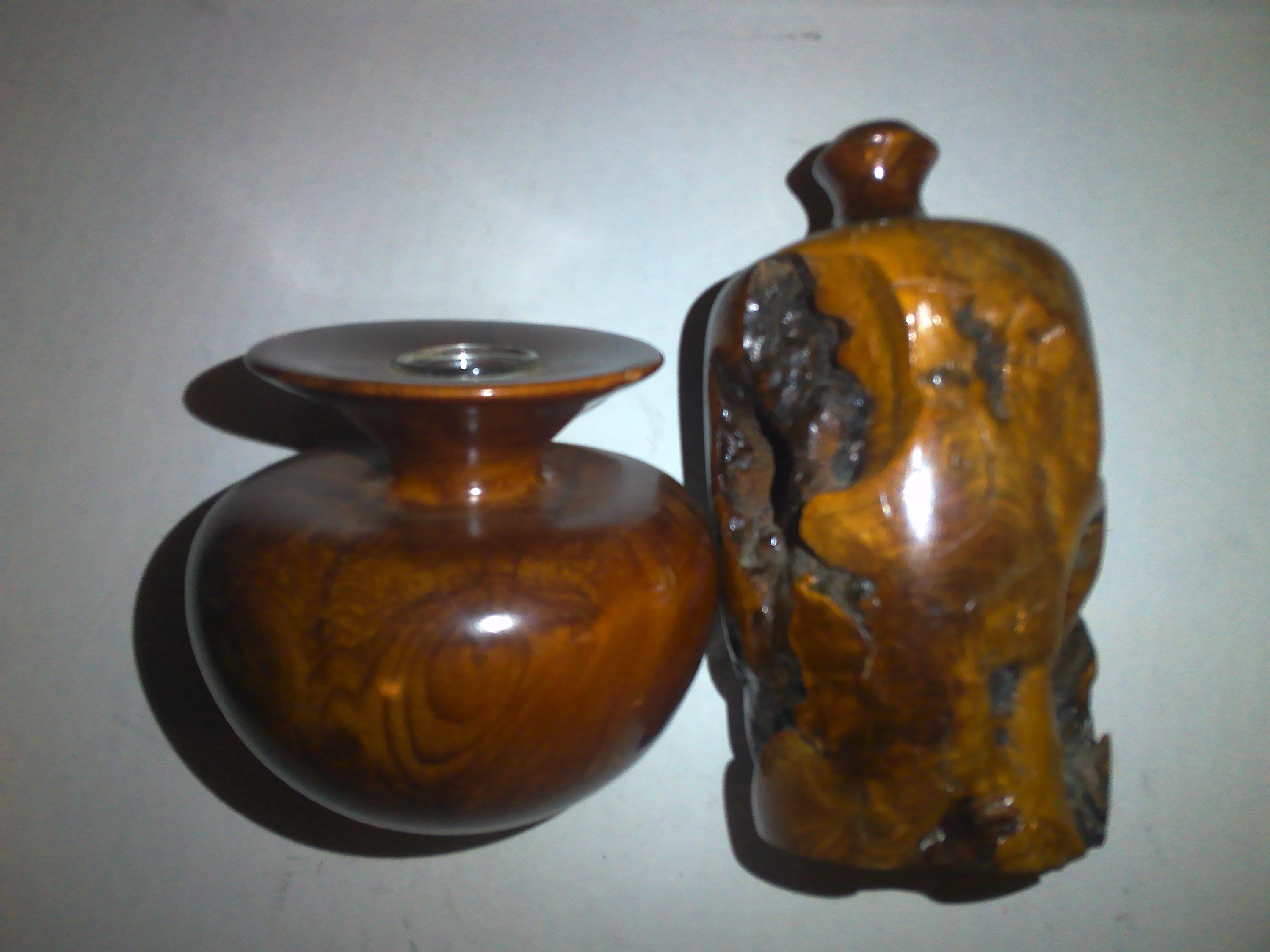 Burl Wood Bud Vase and Incense Burner-cali. Muir Woods 4" High 4" Diam ...