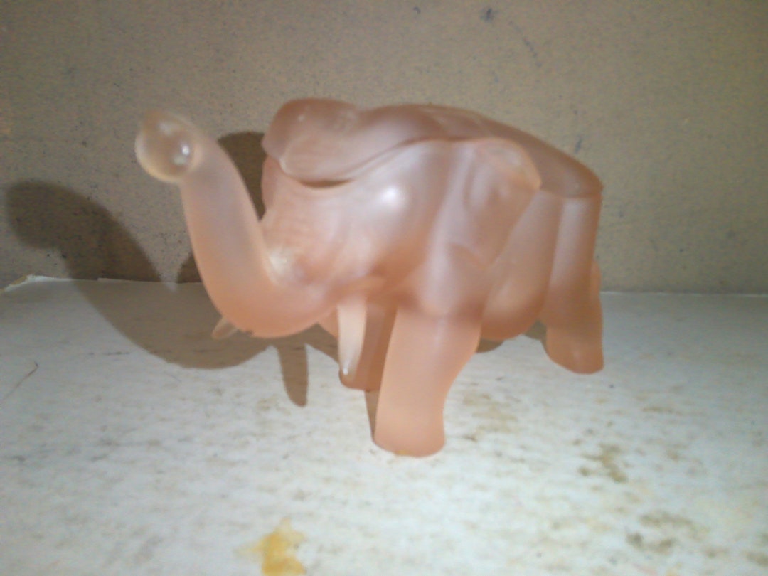 Pink Satin Glass Elephant Box by Tiara - 2 Piece Modern Form for Use or ...