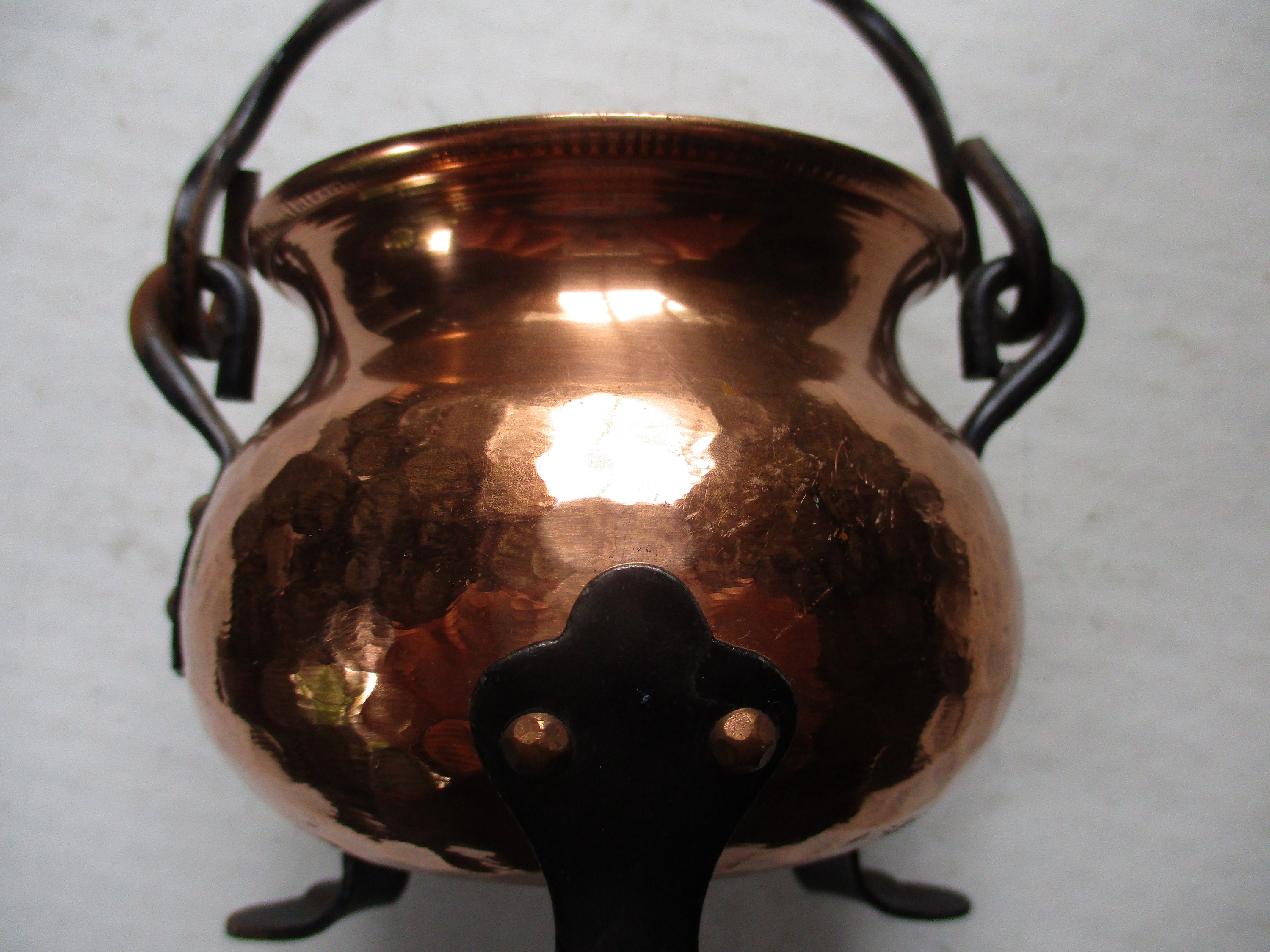 Hammered copper 3 legged Smudge Pot Cauldron with wrought | Etsy