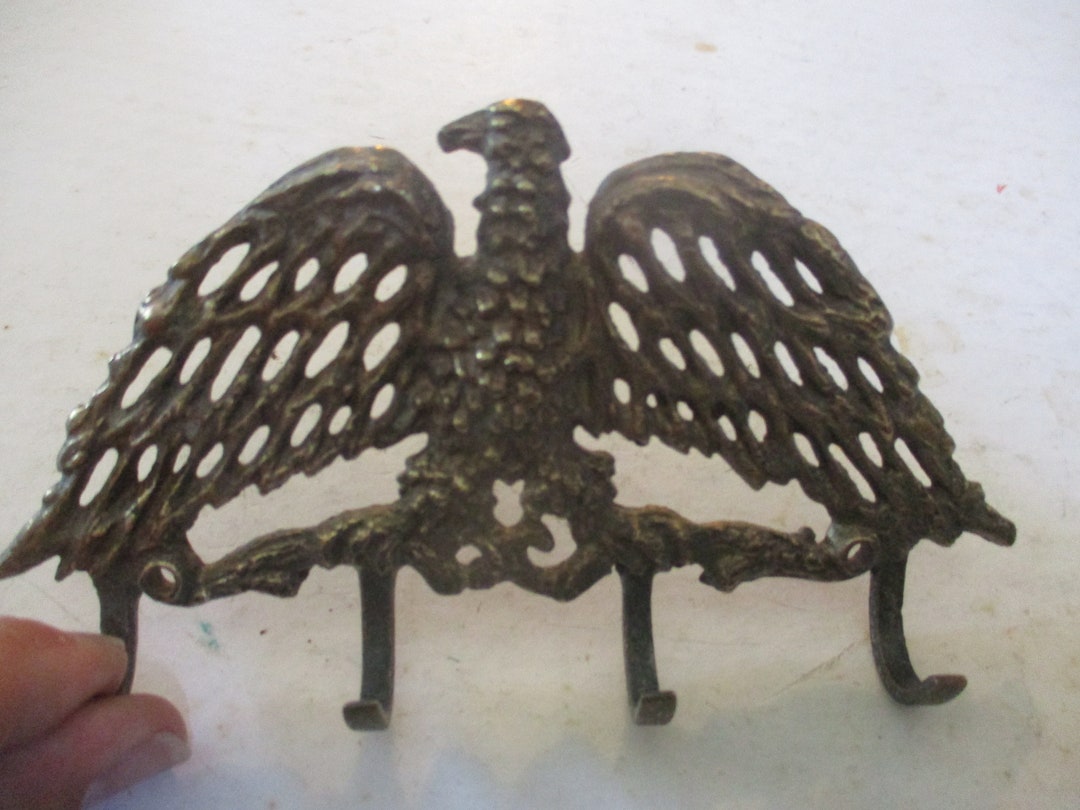 Eagle Key Ring Hook - Solid Brass Wall Mounted Key Hook W/ 4 Hooks ...
