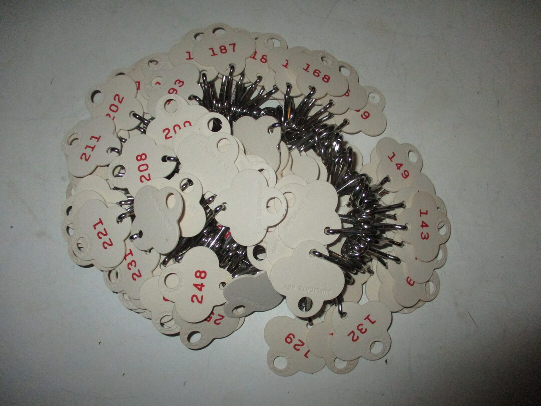 Vintage Key Tags - Set of 125 Hard Plastic Tags With Steel Clips - #'d ...
