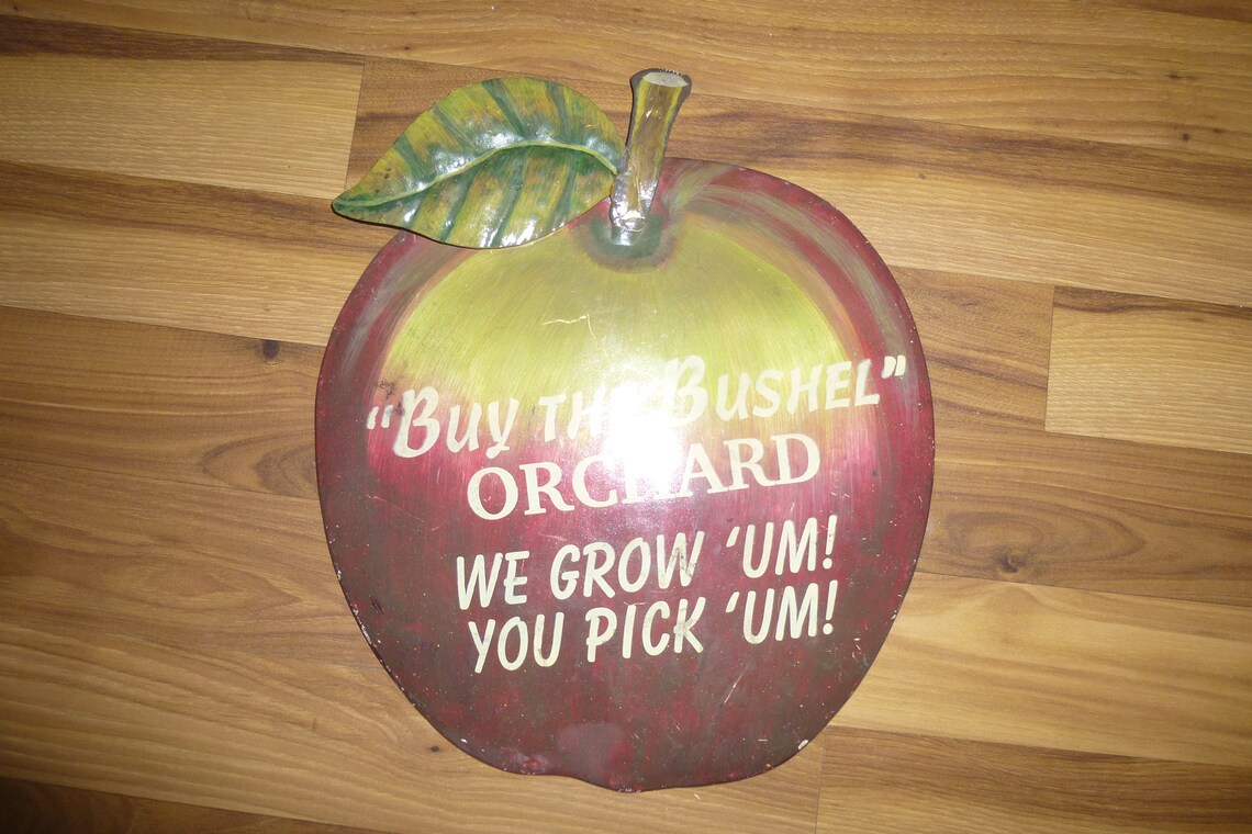 Apple Shaped Sign Buy the Bushel Orchard We Grow Em You - Etsy