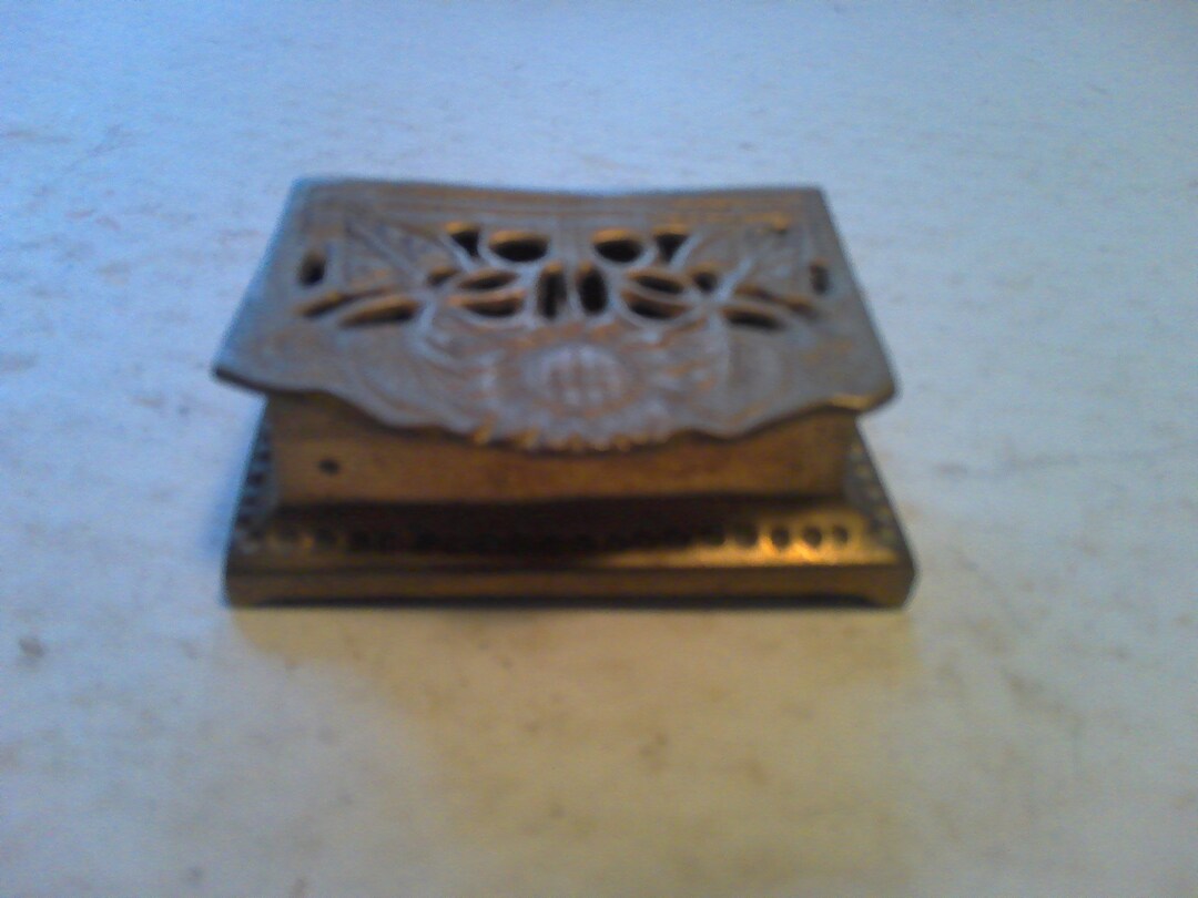 Art Deco Brass Stamp Box - Antique Cast Brass Sectioned Form 3" X 1.9 ...