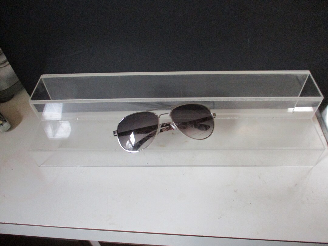 Clear Lucite Plastic Tabletop Display Shelf - 2 Level Stepped Form 15. ...