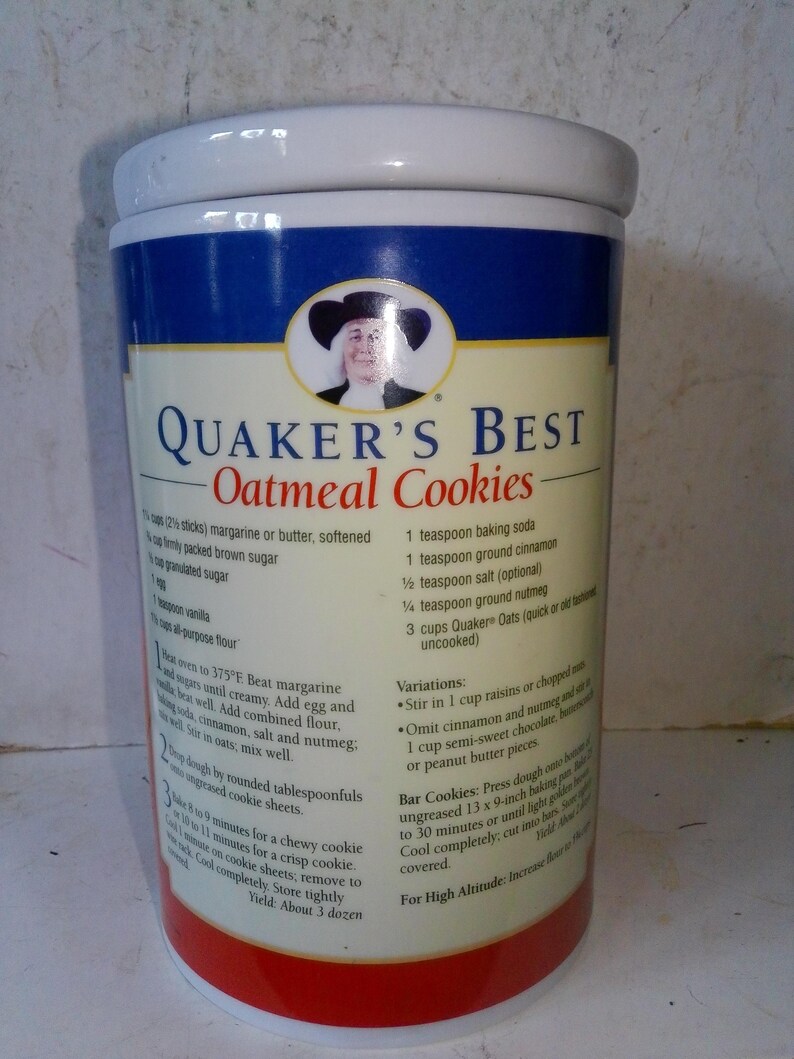 Vintage Quaker Oats Ceramic Cookie Jar - 1997 120th Anniversary Edition ...
