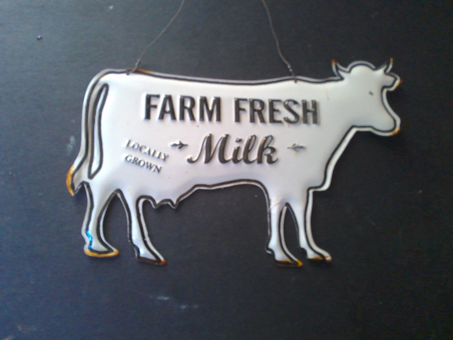 Farm Fresh Milk - Locally Grown Sign - 8" X 5.5" Litho on Steel Cow ...