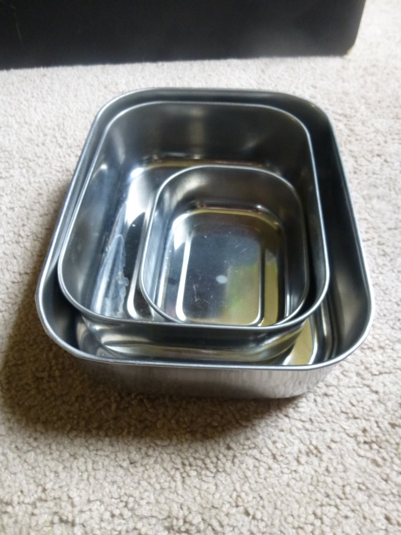 Stackable Set of 3 Square Stainless Steel Stackable Trays - Etsy