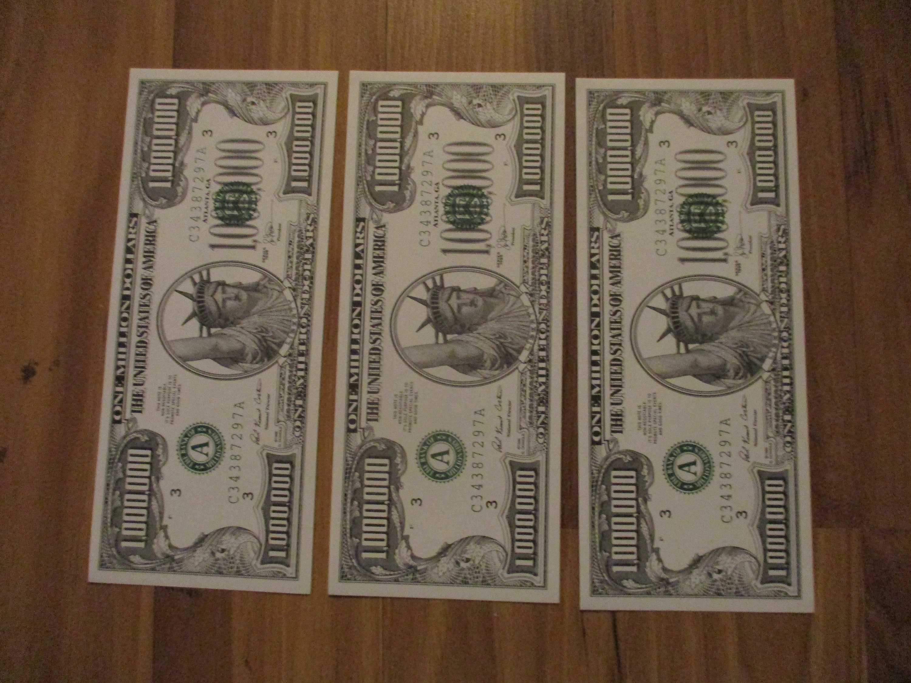 Million Dollar Bills set of 3 novelty bills in style of US | Etsy