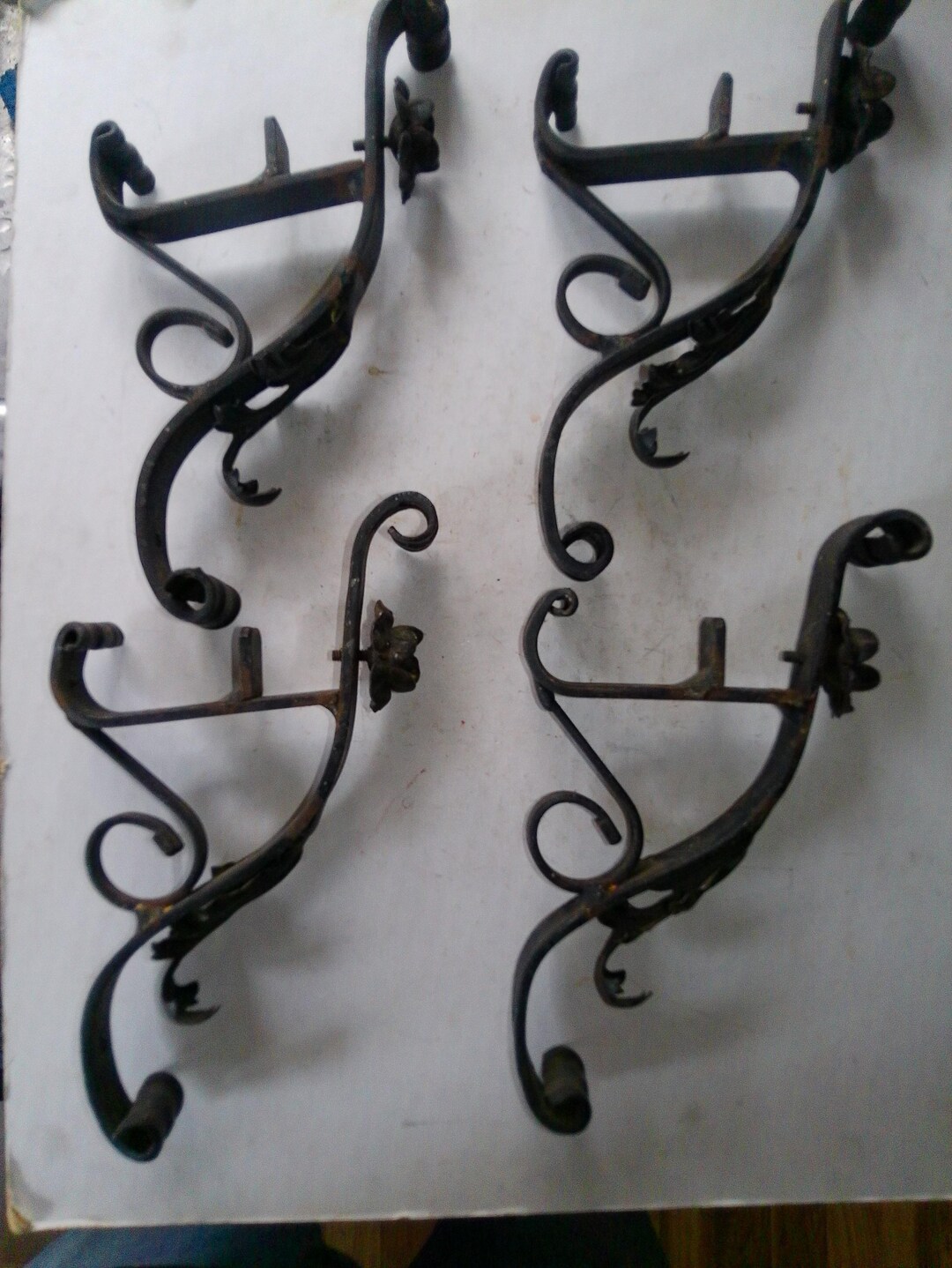 Antique Wrought Iron Railing Brackets - Set of 4 - 10" X 5.5"x 1.5 ...