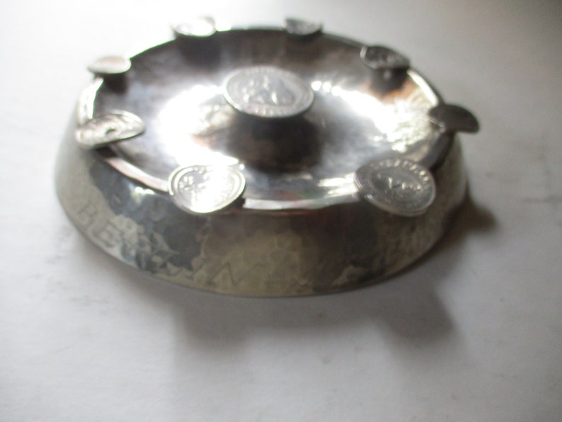 Coin Silver Ashtray - 1920s Austrian Art Deco Hammered Silverplate 5.5 ...