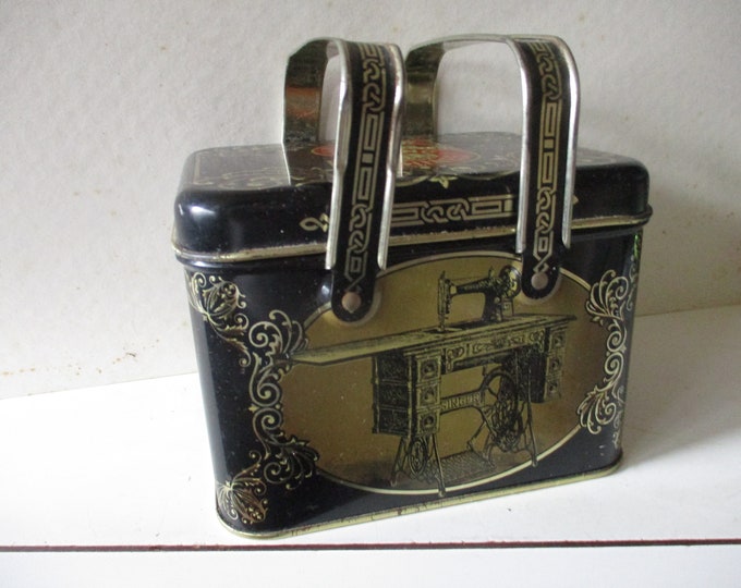Singer Sewing Machine Tin Box With Swing Handles - 6" X 5" X 4.5" Box ...
