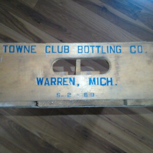 Towne Club Soda Pop Crate Blue Paint on Wood With Wood Liners for 6 ...