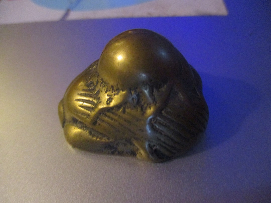 Bronze Bug Paperweight - Antique Asian Cast Metal Beetle on Flower ...