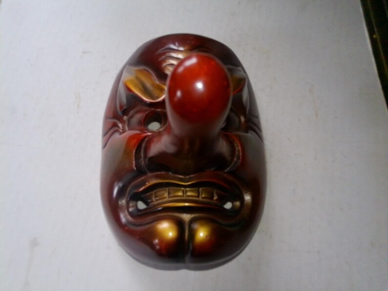 Tengu Noh Demon Mask - Classic Form in CAST IRON Hanging Decor - 7.75 ...