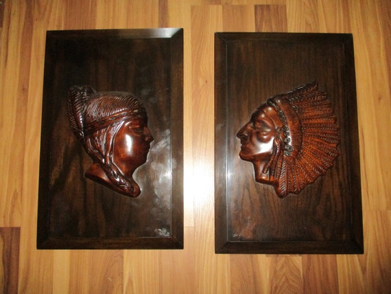 Native American Carved Wood Wall Panels Decorative cameo | Etsy