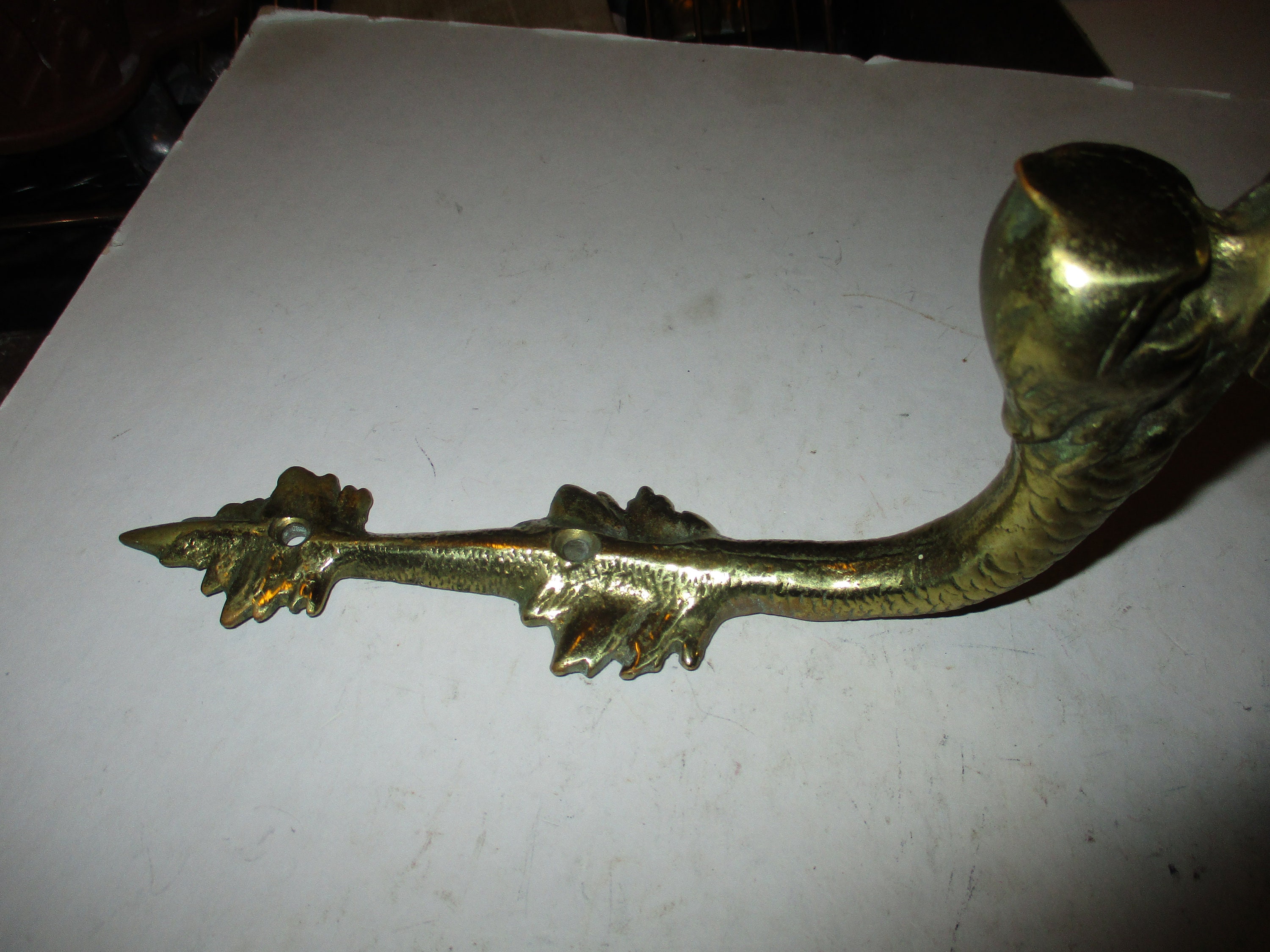Victorian Brass Towel Ring - Unusual Fish Shaped Wall Mount 14" High X ...