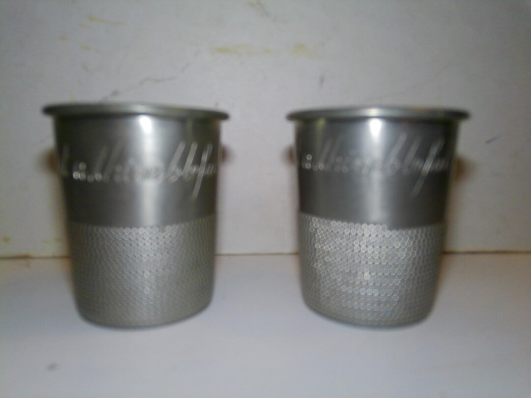 Just a Thimble Full - Set of 2 Oversized Pewter(?) Sewing Thimble Shot ...