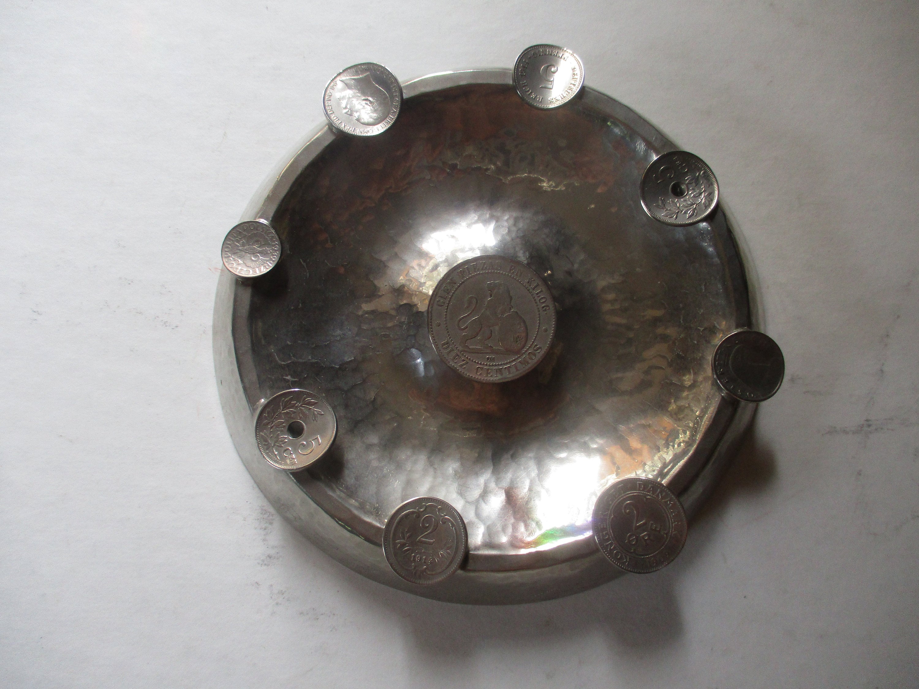 Coin Silver Ashtray - 1920s Austrian Art Deco Hammered Silverplate 5.5 ...