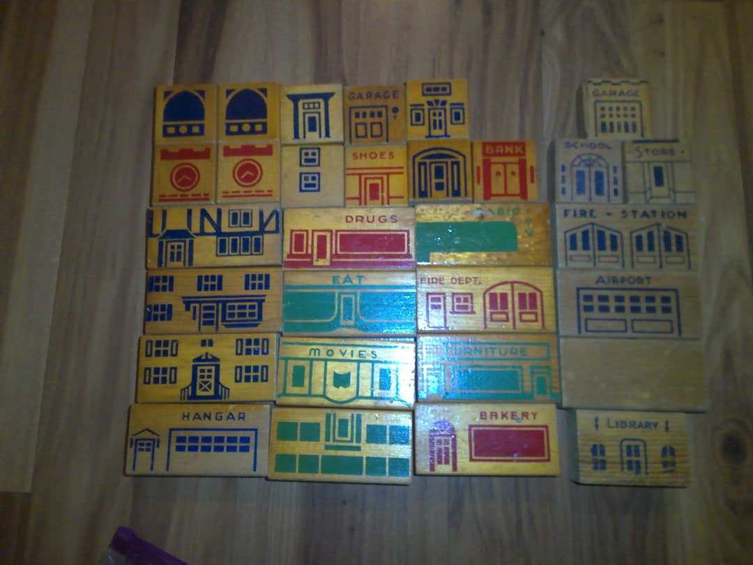 Village and Town Blocks- Set of 30 Printed Rectangular and Square ...