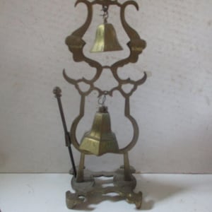 Brass Bell Tree W Mallet - 2 Clapper-less Etched Bells on 9.5" High ...