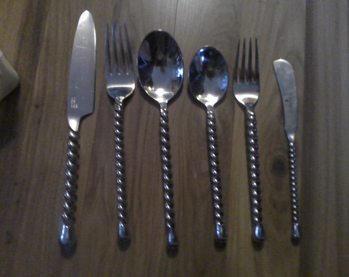 Gourmet Settings Flatware Set - 58 Piece Set 18-8 Stainless Steel - 6 ...