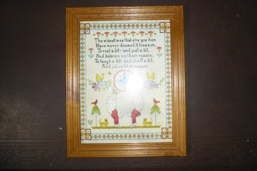 Antique Needlepoint Panel Sampler - Unusual Elaborate Form With Irish ...