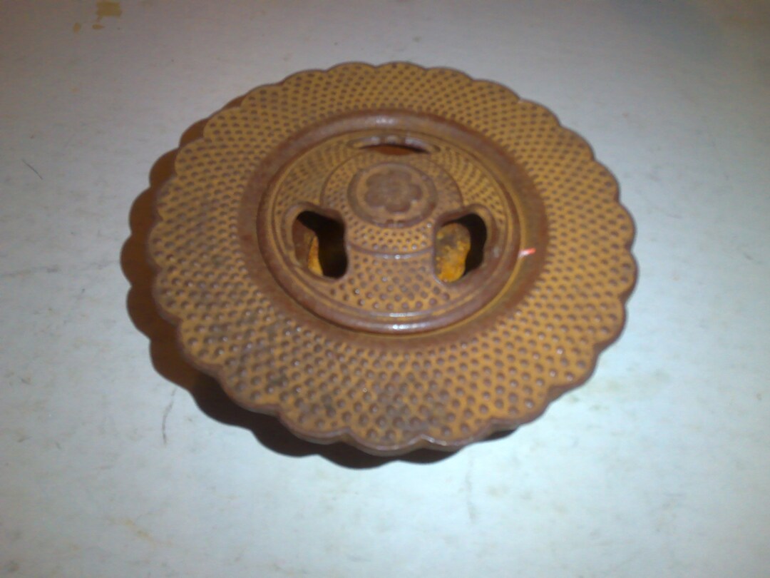 Cast Iron Suiban or Censer - Rare Nambu Tekki Decorated Form Designed ...