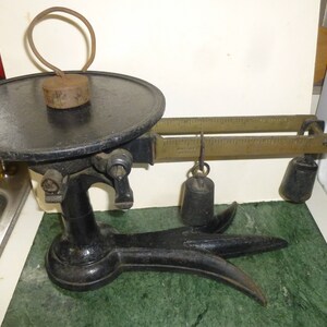 Antique Cast Iron Fishtail Scale - Gorgeous Double Brass Bar 6 Lb ...