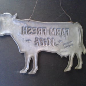 Farm Fresh Milk - Locally Grown Sign - 8" X 5.5" Litho on Steel Cow ...