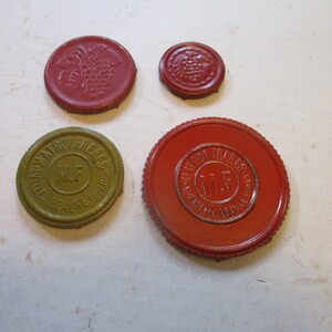 Antique French Wine Barrel Markers = Set of 4 1920s Tin Stamps With ...