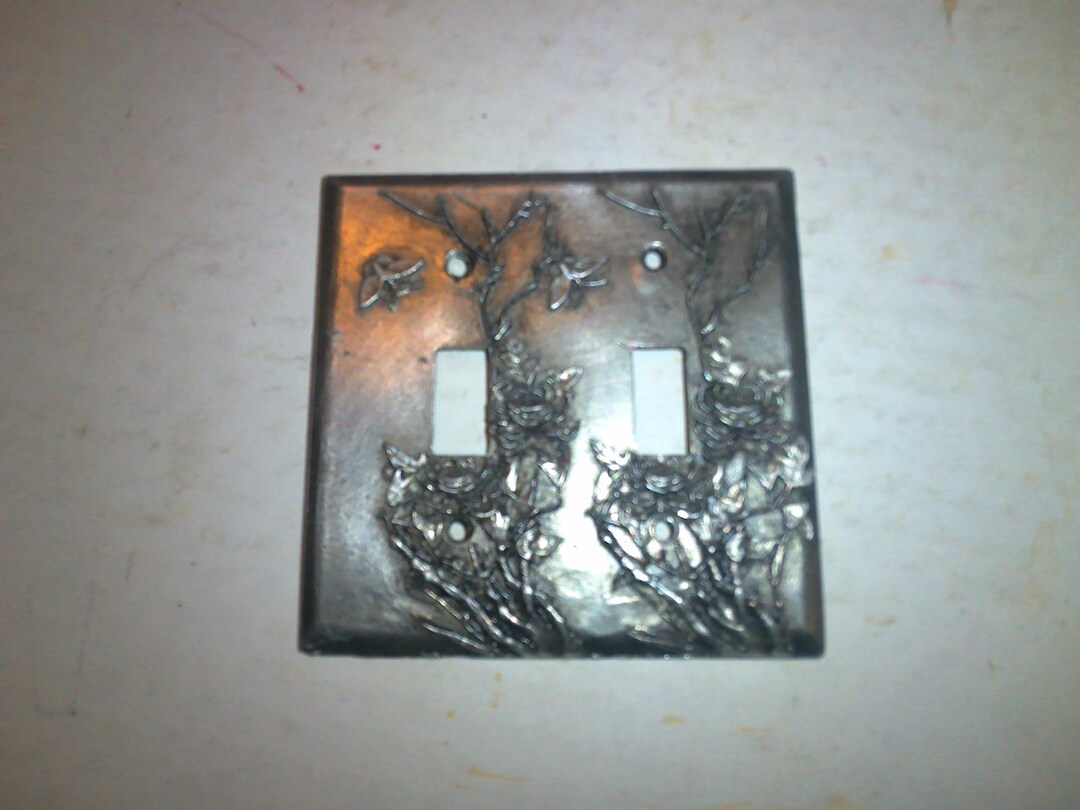 Rose Decorated Double Switchplate - Hollywood Regency Cast Pewter Form ...