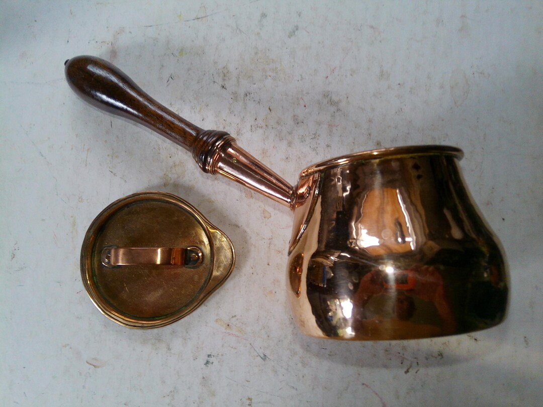 Georgian Brandy Saucepan or Saucier - Rare Antique Turned Wood Handle ...